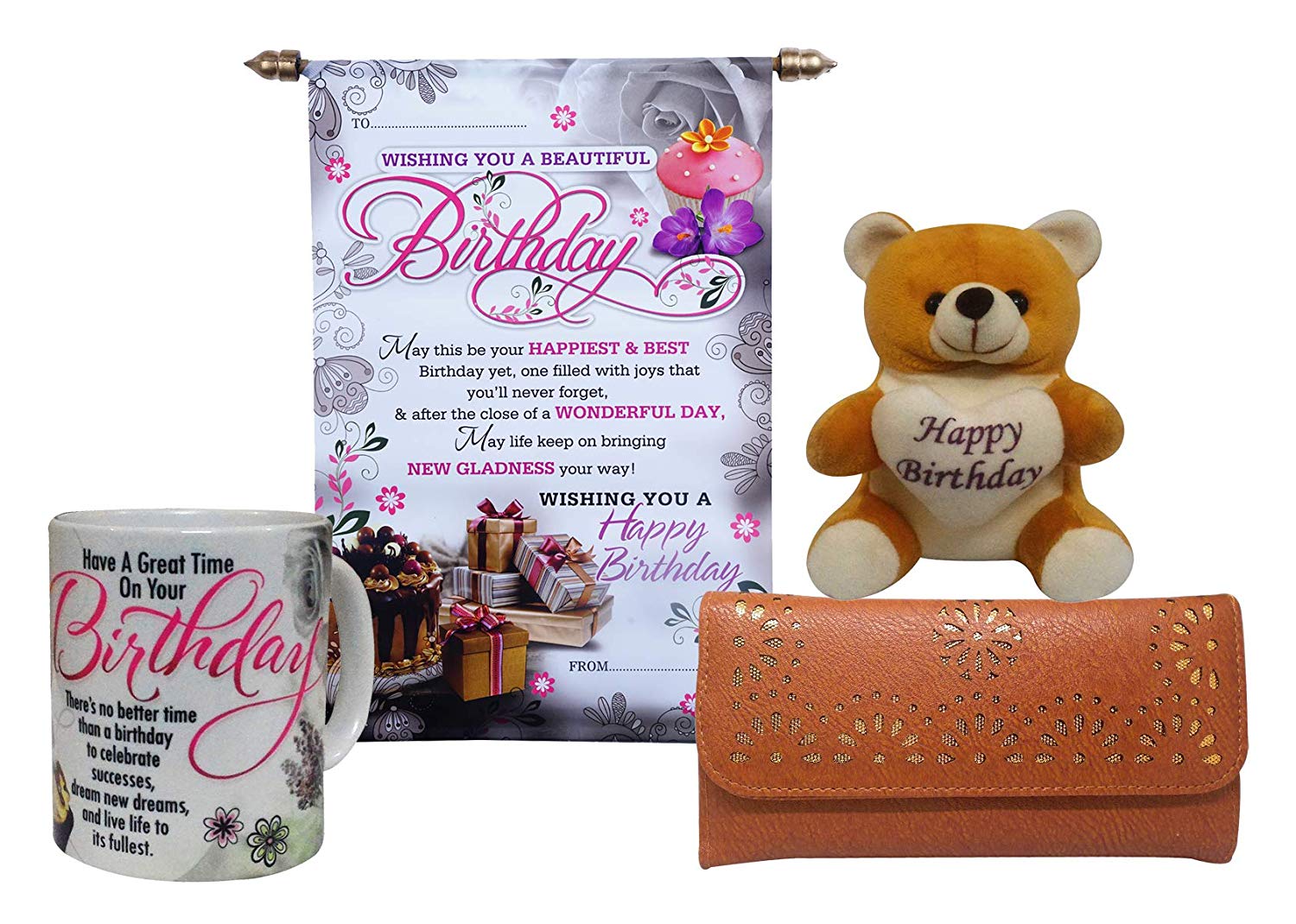 Birthday Gift Set for Girls (Combo of Coffee Mug, Birthday Scroll Card ...