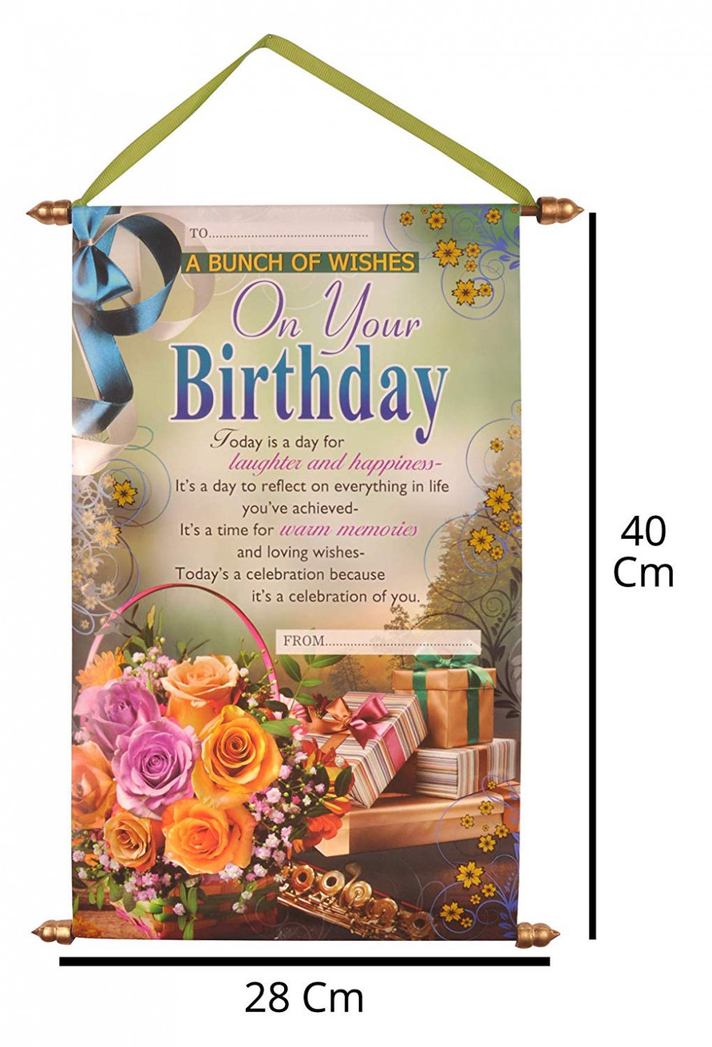 Birthday Gift Combo - Birthday Scroll Card & Gift Box With Flowers & Teddy