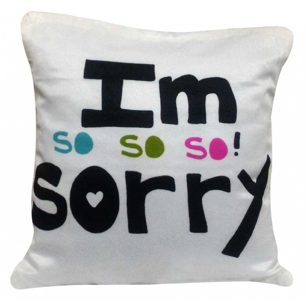 Sorry Gift Combo - Sorry Quote Coffee Mug & Cushion Filler + Cover