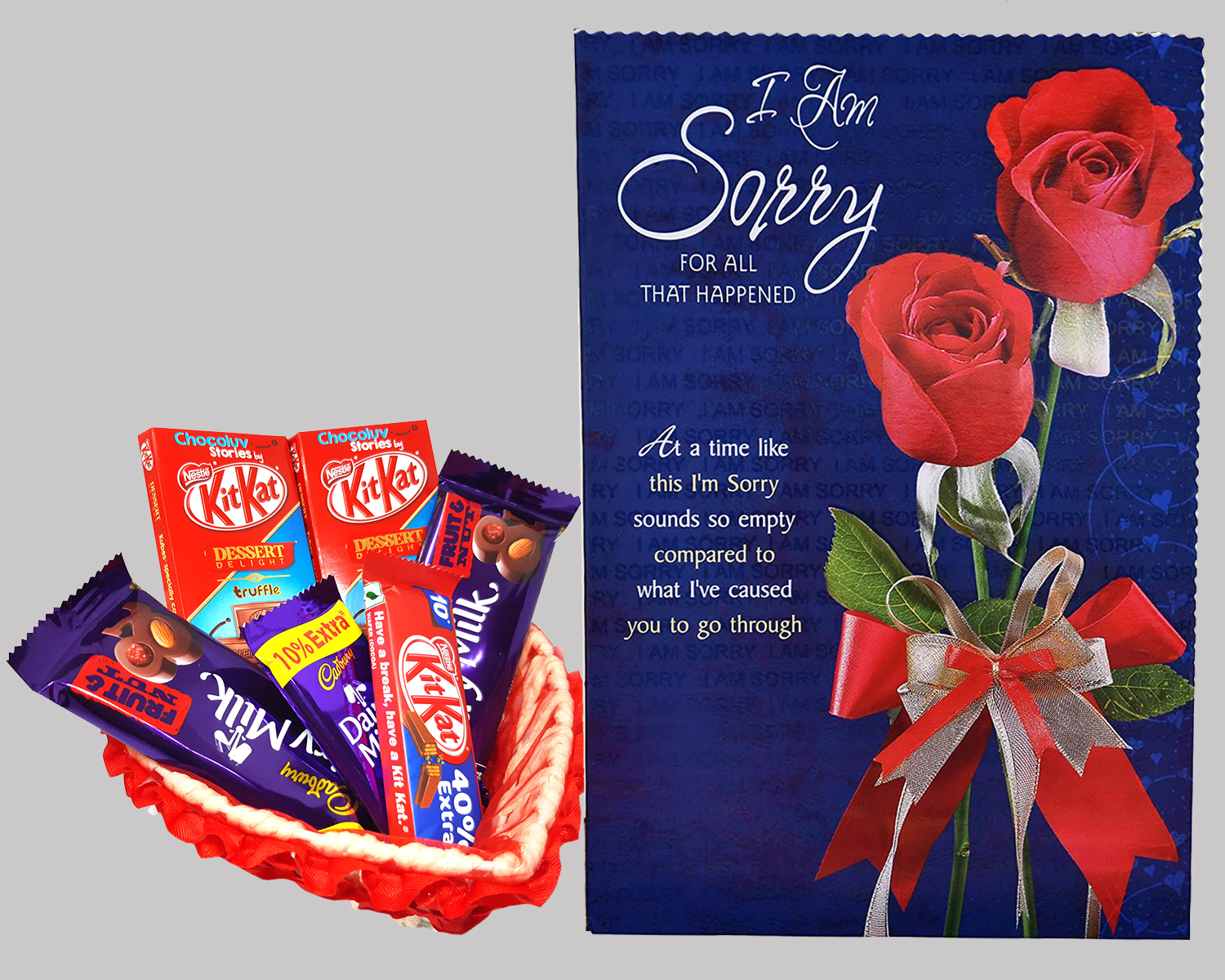 Order Sorry Greeting Card & Basket with Chocolates | Sorry Gift Combo