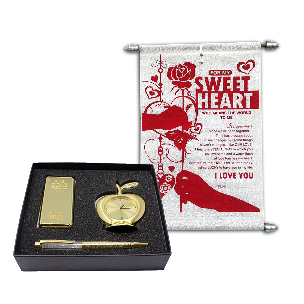 Gold Plated Gift Box With Love Scroll Card Up to 35 % Off
